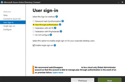 Configuring Sso Between Active Directory And Azure Using Pass Through