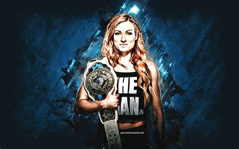 Download Becky Lynch Wwe American Wrestler Blue Stone Background