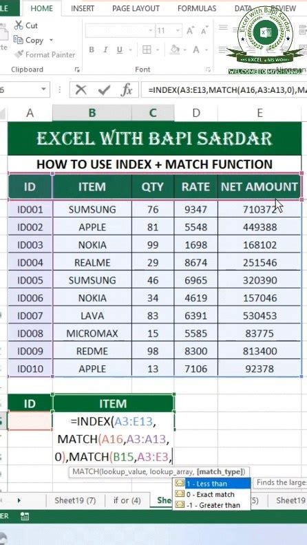 Match Formula Excel