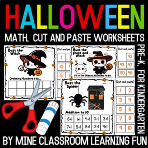 Halloween Math Bust The Ghost Math Worksheets Cut And Paste