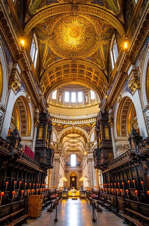 Interior View Of Saint Paul`s Cathedral In London Editorial Image