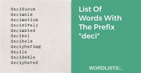 List Of Words With The Prefix Deci