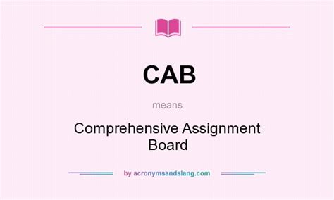 Cab Comprehensive Assignment Board In Undefined By