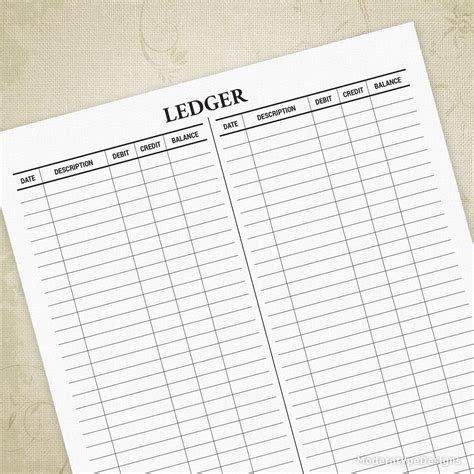 Printable Sheet Debits And Credits