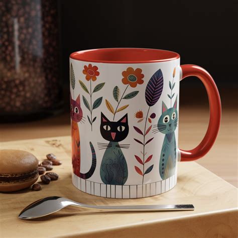 Cute Cats Coffee Mug 11 Oz And 15 Oz Colorful Cat Mug Boho Cat Coffee