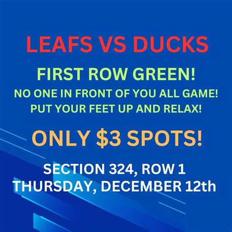 Razzall™ First Row Green Ducks Vs Leafs