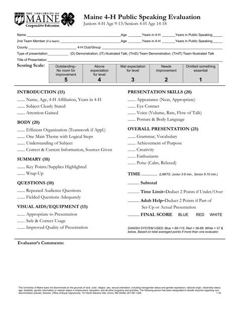 Pdf Public Speaking Evaluation Form1217 Of Presentation