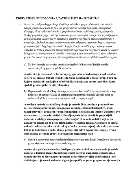 Edukacijska Primjer Završnog Pdf