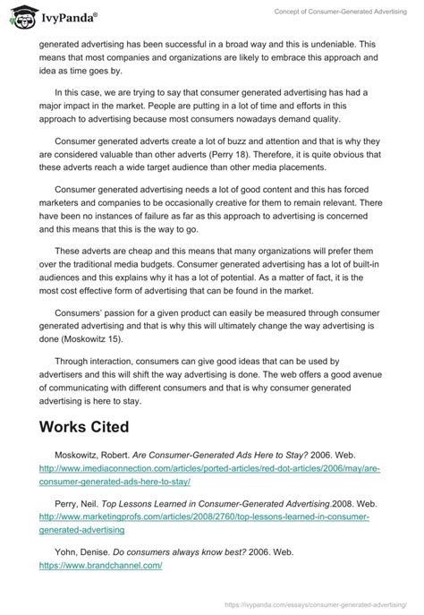 Concept Of Consumer Generated Advertising 614 Words Research Paper