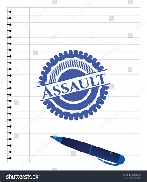 Assault Pen Emblem Blue Ink Vector Stock Vector Royalty Free
