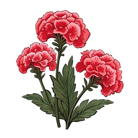 Premium Vector Cockscomb Flower Vector Clipart White Background