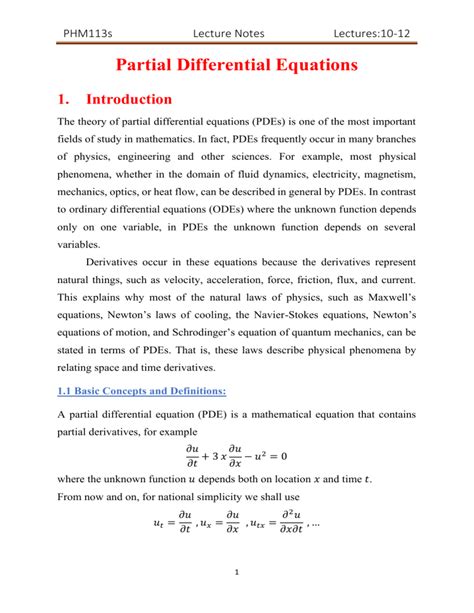 Pdes Lecture Notes Theory And Methods