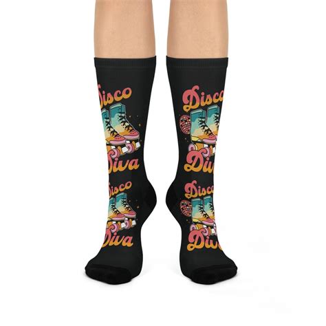 Disco Diva Cushioned Crew Socks Fun Stylish Roller Skate Socks For