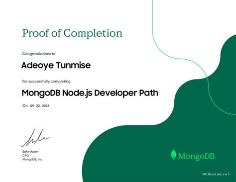 Im Happy To Share That Ive Obtained A New Certification Mongodb Node