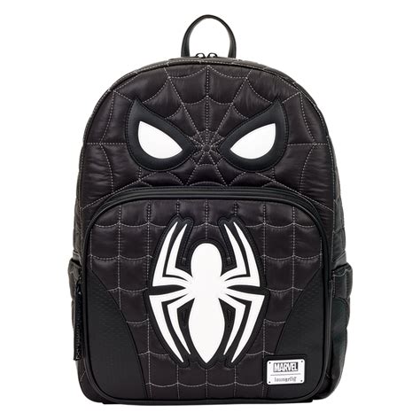 Spider Man Black And White Suit Cosplay Quilted Full Size Backpack