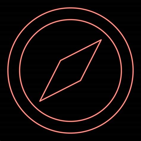 Neon Compass Red Color Vector Illustration Flat Style Image Stock Image