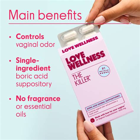 Love Wellness The Killer Boric Acid Vaginal Suppositories 14ct