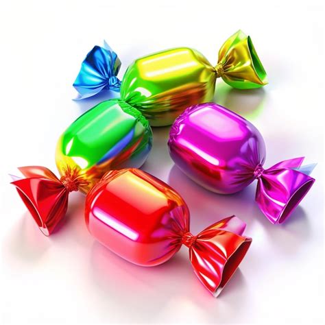 Premium Photo 3d Glossy Plastic Candy With Dynamic Wrappers And