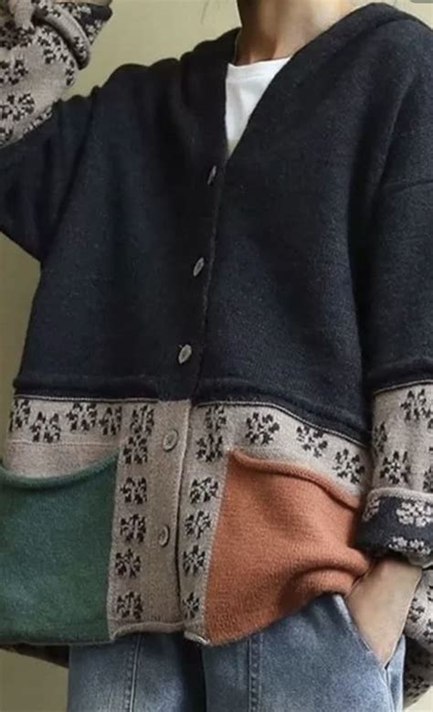 Pin By Strickbirgit On Jacke Blau Casual Sweaters Upcycle Clothes