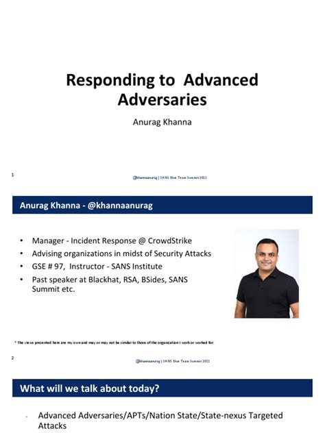 Responding To Advanced Adversaries Anurag Khanna Pdf Security