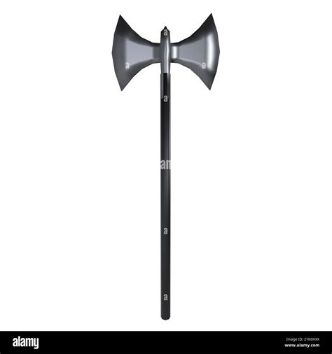 The Axe Features Two Sharp Blades And A Long Wooden Handle Ready For