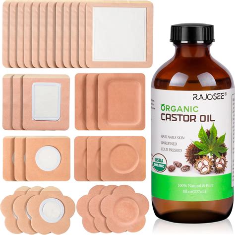 Rajosee 32pcs Castor Oil Packs With Organic Cold Pressed Castor Oil In