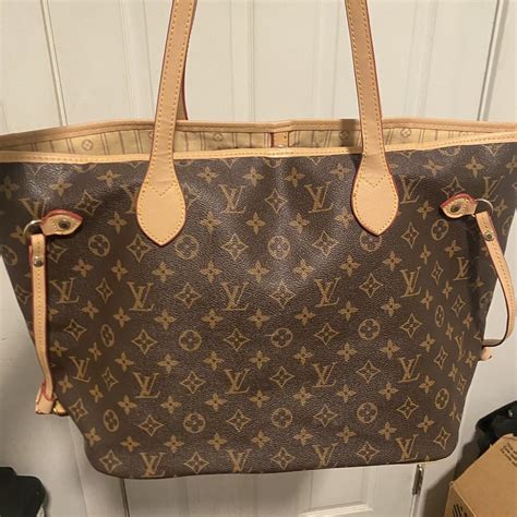 Brown Louis Vuitton Neverfull Mm Tote Bag Depop