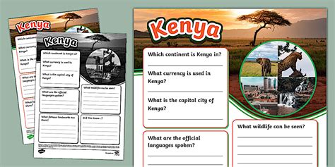 Kenya Fact File Template Twinkl Geography