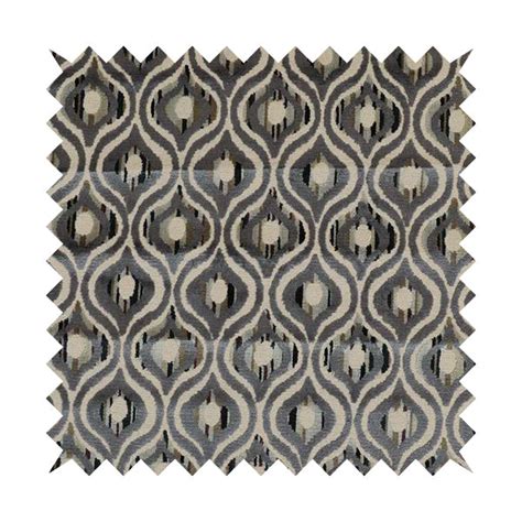 Ziani Modern Hourglass Geometric Pattern Velvet In Blue Colour Jo 577