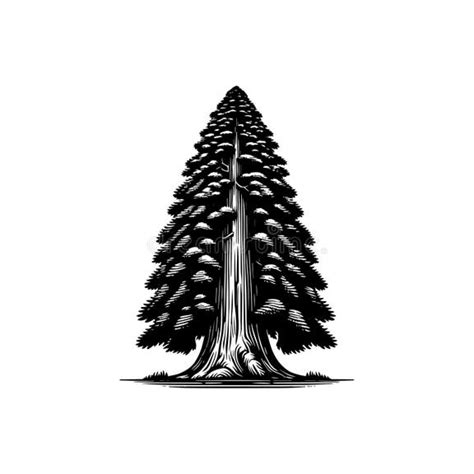 Giant Sequoia Front View Vector Icon Vintage Retro Logo Illustration