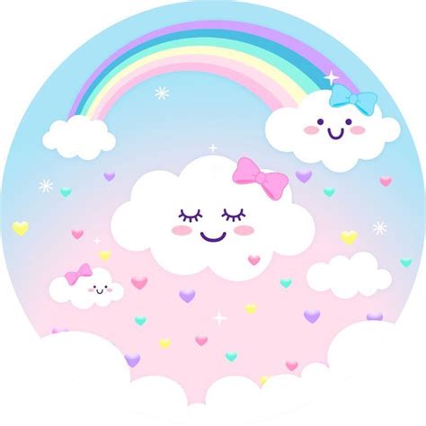 Rainbow And Clouds With Hearts Arcoiris Animado Moldes Elefante
