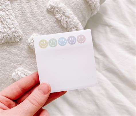 Smiley Face Sticky Notes Smiley Stationery Notepad Etsy Canada