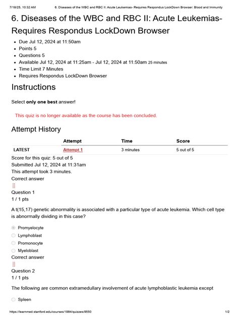 Diseases Of The Wbc And Rbc Ii Acute Leukemias Requires Respondus