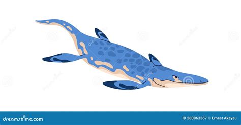 Mosasaurus 17m Aquatic Lizard Between 70 And 66 Million Years Ago Stock Illustration