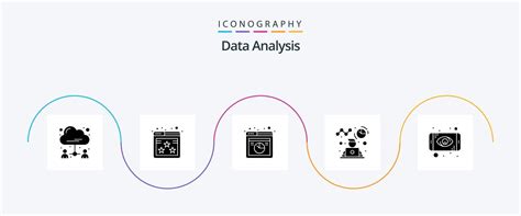 Data Analysis Glyph 5 Icon Pack Including Chart Profile Rating Star Avatar Online Data