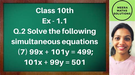 Linear Equation In Two Variables Class 10 Th Chapter 1 99x 101y 499