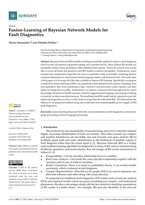 Pdf Fusion Learning Of Bayesian Network Models For Fault Diagnostics