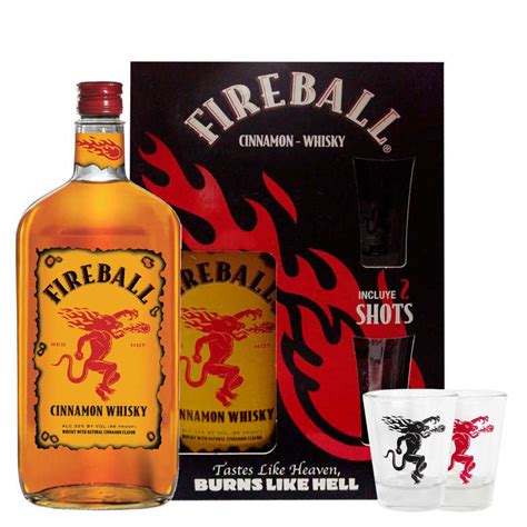 Boozcl Kit Fireball Whisky Fireball 750cc 2 Vasos Fireball Shot