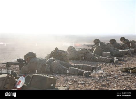 Soldiers From The British Army Conduct A Live Fire Exercise With Their L11a1 Heavy And Light