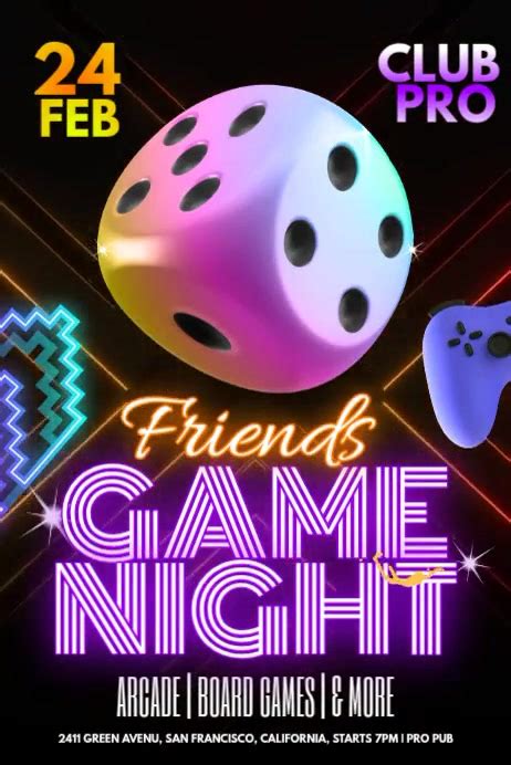 Black Game Night Posters Template Postermywall