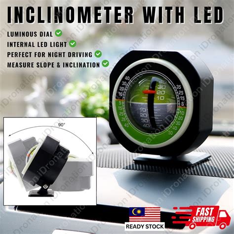 Outdoor Car Inclinometer Built In Luminous Led Level Angle Slope