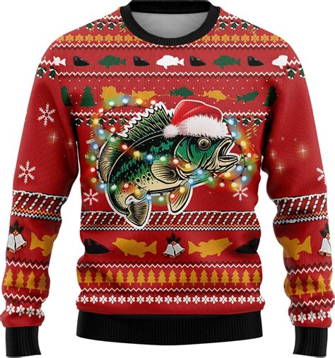 Mens Ugly Christmas Sweaters Xmas Fish Fishing Lovers 3d Printed
