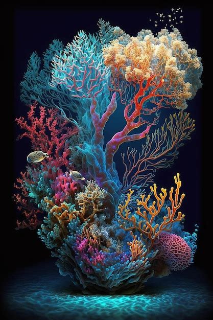 Premium Photo A Colorful Coral Reef With A Black Background