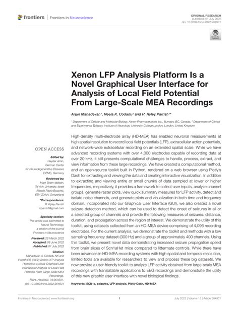 Pdf Xenon Lfp Analysis Platform Is A Novel Graphical User Interface For Analysis Of Local