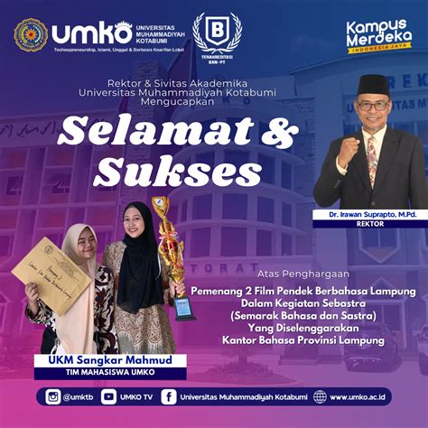 2 Tim Mahasiswa Umko Menjadi Juara Di Lomba Film Pendek Berbahasa Lampung Yang Diadakan Oleh