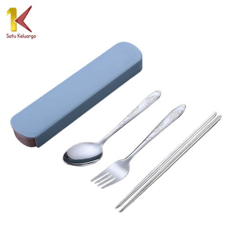 Jual Satu Keluarga Sendok Set 3in1 C495 Alat Makan Sendok Garpu Sumpit