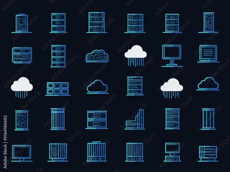 IT architecture icon collection set. Containing system, network, infrastructure, framework ...