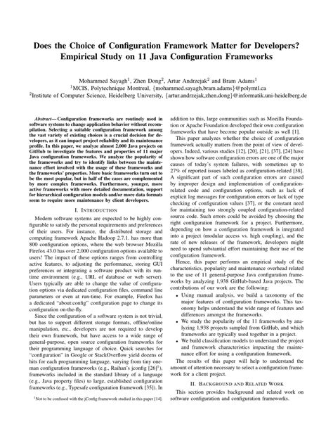 Pdf Does The Choice Of Configuration Framework Matter For Developers