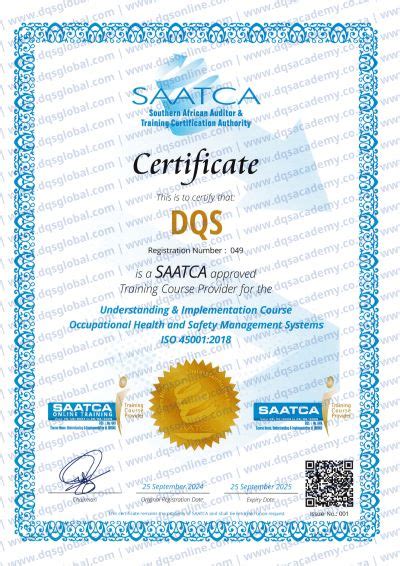 C97b117523c4 Dqs Saatca Approved Certificate For Understanding Implementation Of Occupational