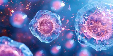 Microscopic Cell Multiplication Abstract Wallpaper Featuring Cells Under A Microscope Concept